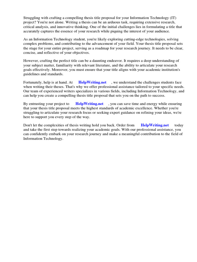Thesis Title Proposal For Information Technology Students | PDF | Thesis | Big Data