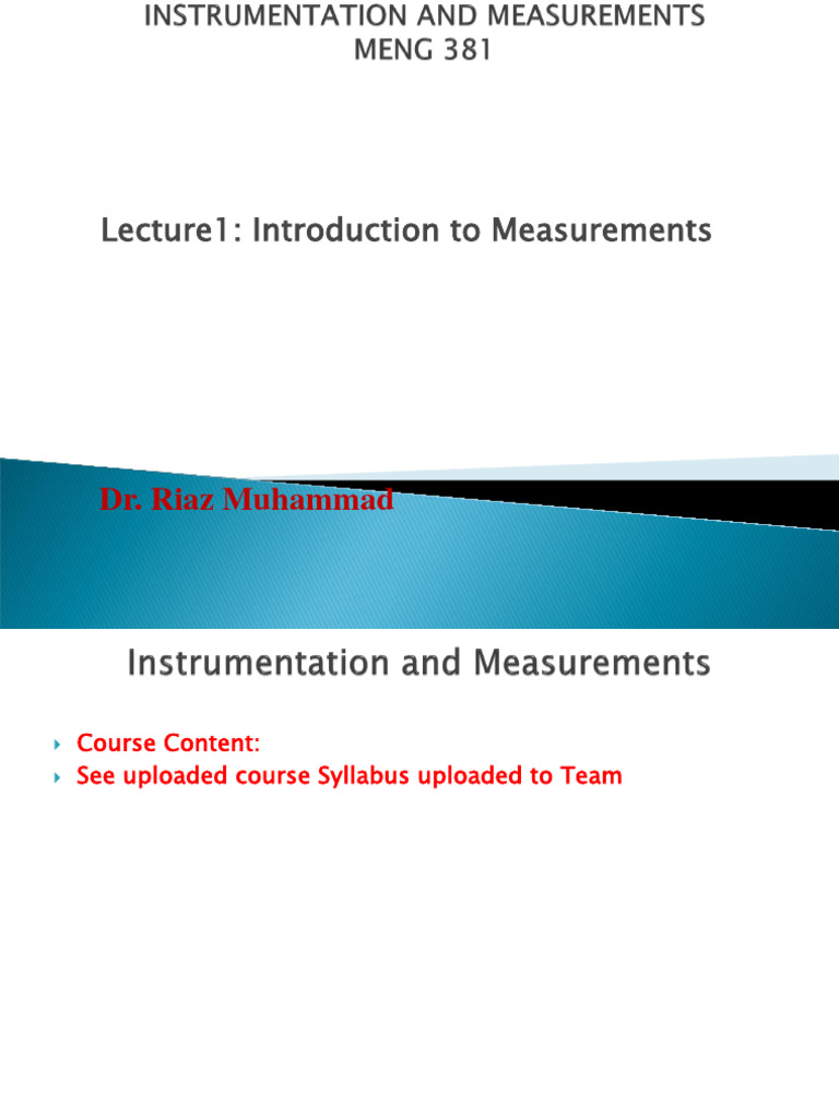 Lecture I-Chapter 01 Intro.to Measurement | PDF | Accuracy And ...