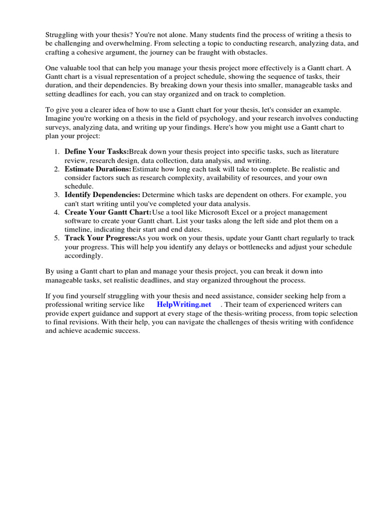 Gantt Chart Thesis Example | PDF