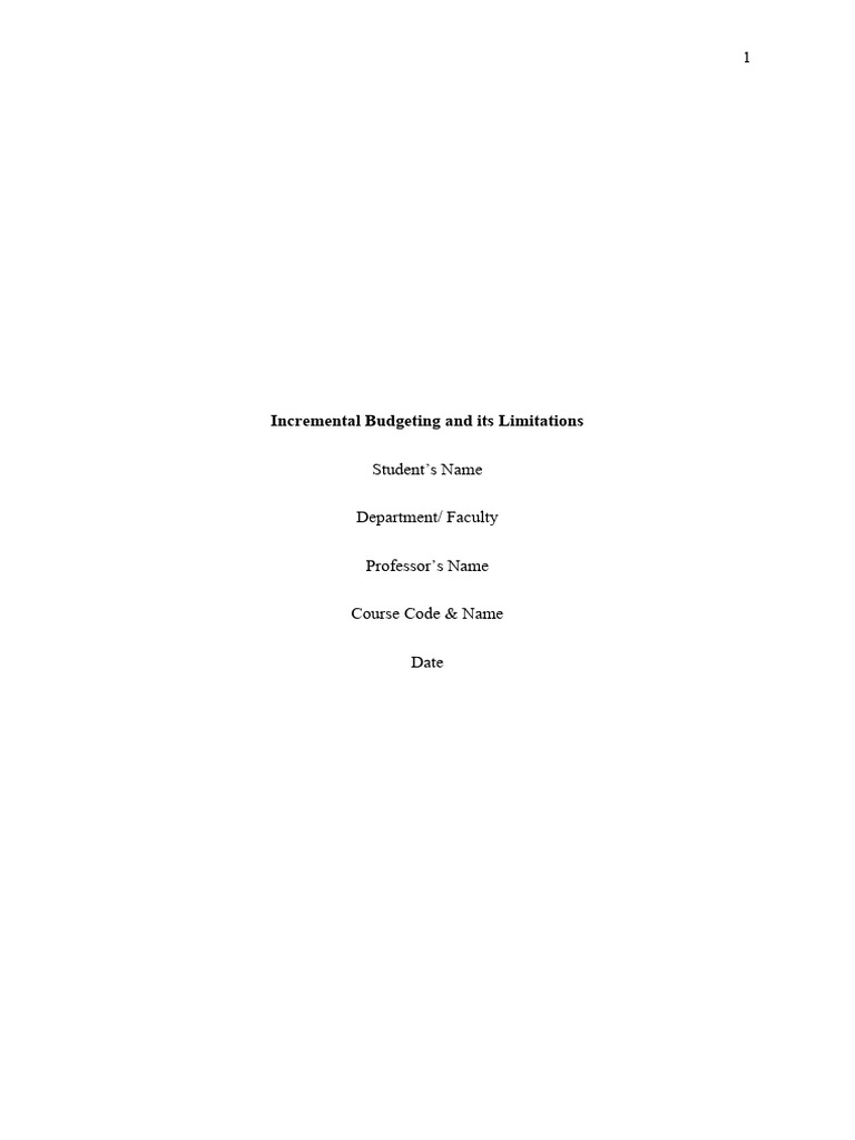 Incremental Budgeting and its Limitations | PDF