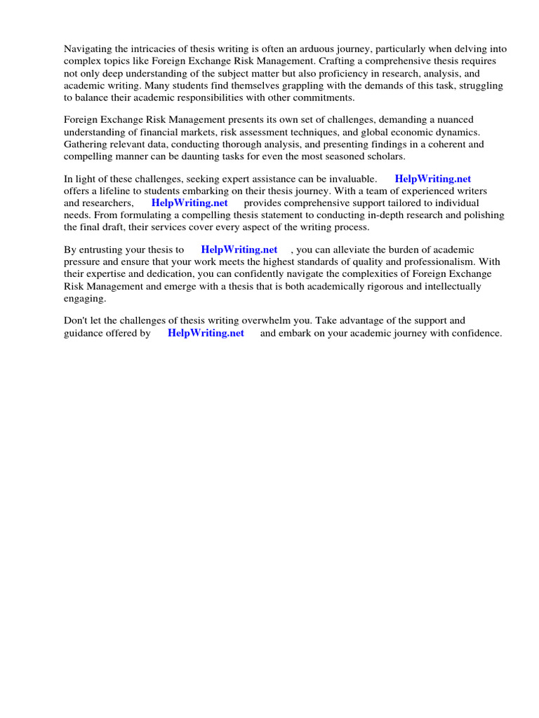 Thesis Foreign Exchange Risk Management | PDF | Foreign Exchange Market ...