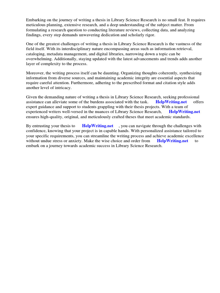 Library Science Research Thesis | PDF | Thesis | Libraries