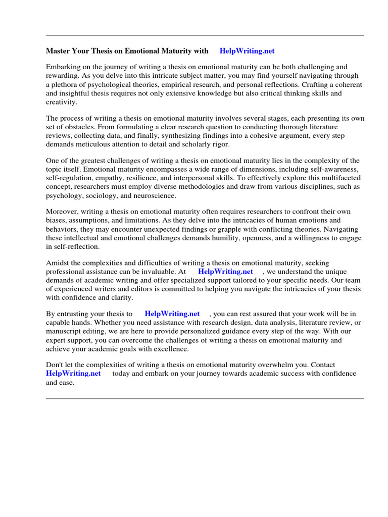 Thesis On Emotional Maturity | PDF