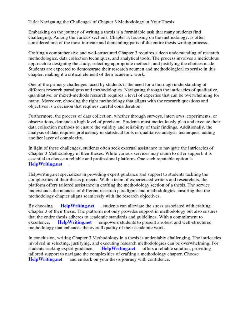 Chapter 3 Thesis Methodology Guide | PDF | Methodology | Qualitative ...