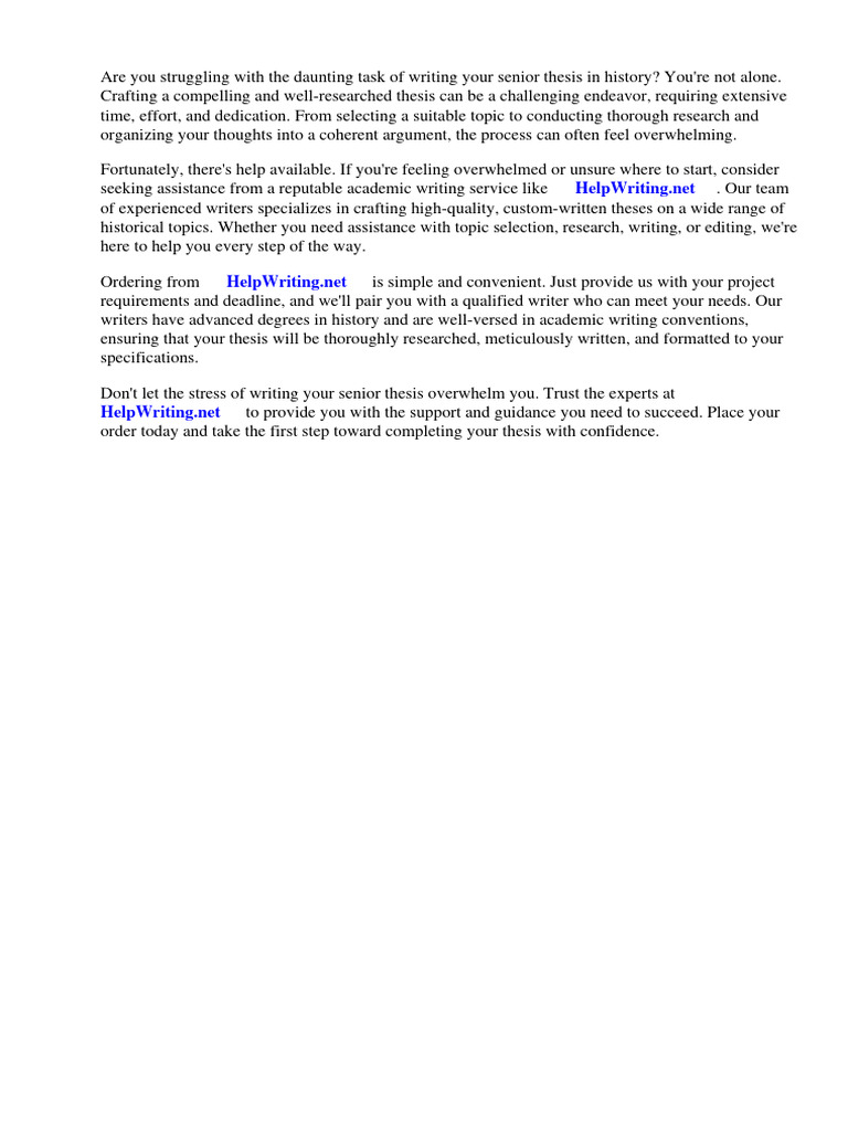 History Senior Thesis Examples | PDF | Thesis | Dark Triad