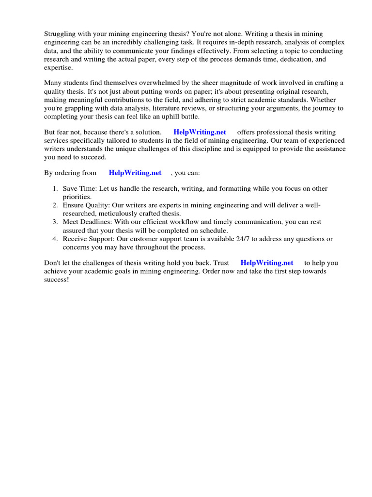 Thesis Mining Engineering | PDF