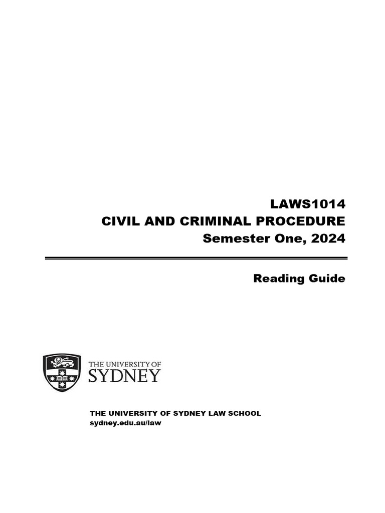 LAWS1014 Reading Guide S1 2024 | PDF | Criminal Procedure In South ...