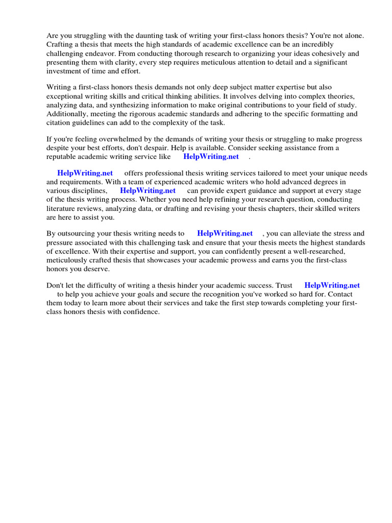 First Class Honours Thesis Example | PDF | Thesis | Academic Degree
