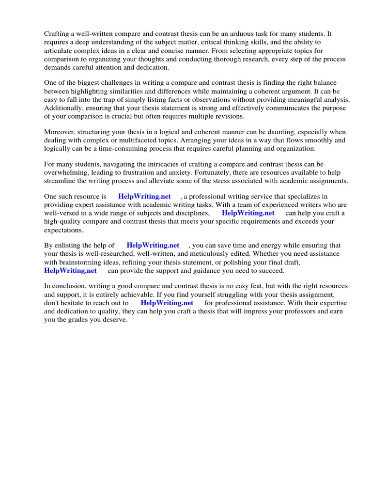 Guide to Writing Compare and Contrast Theses | PDF | Essays | Thesis