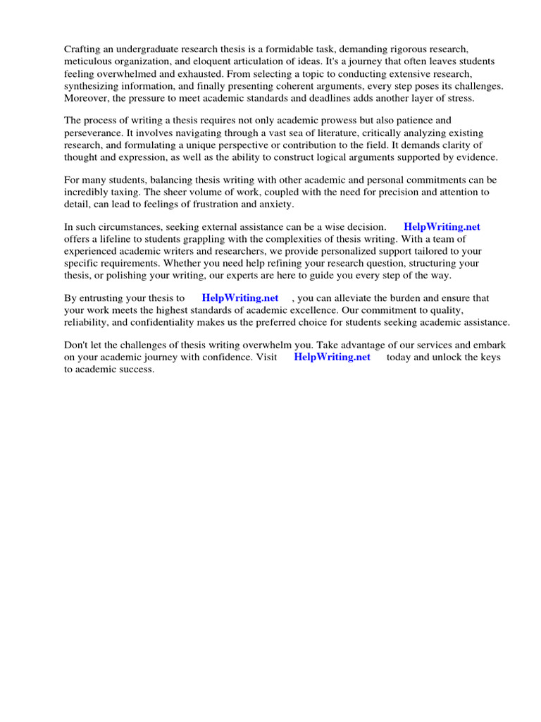 How To Write An Undergraduate Research Thesis | PDF | Thesis | Sampling ...