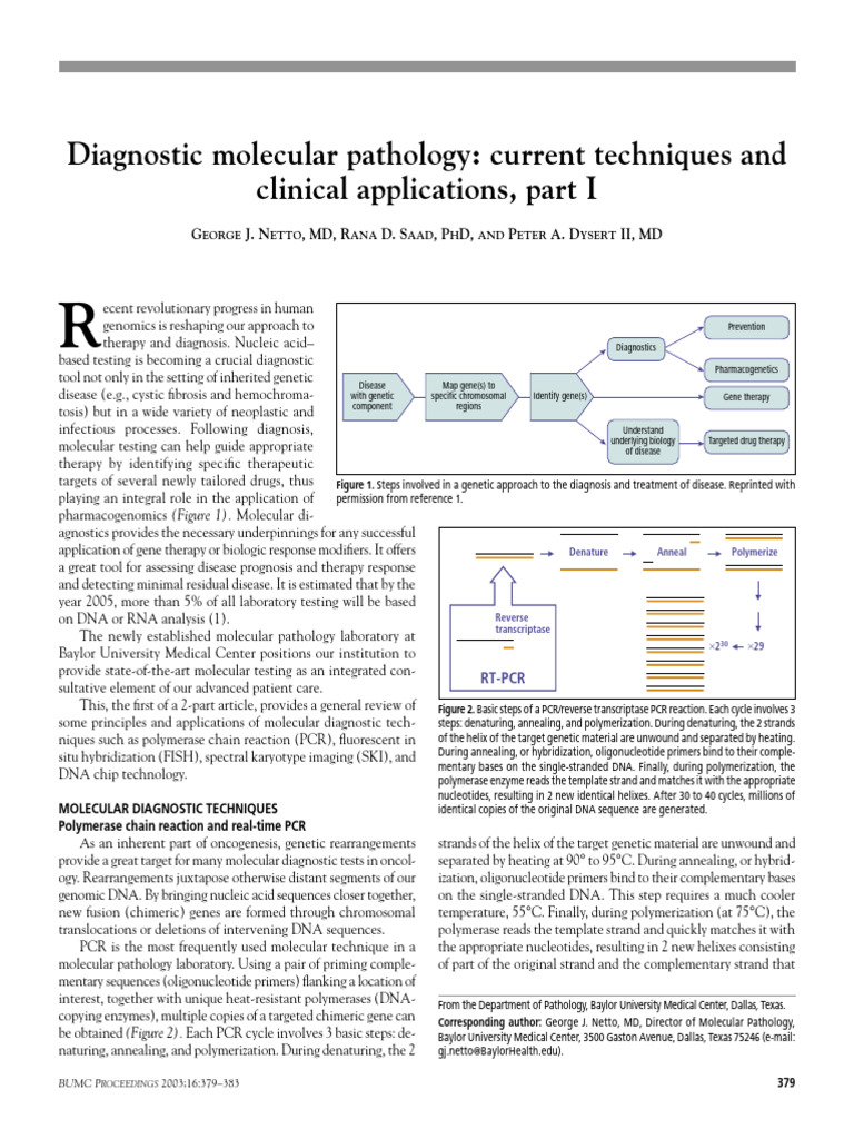 Diagnostic Molecular Pathology | PDF | Polymerase Chain Reaction | Real Time Polymerase Chain ...