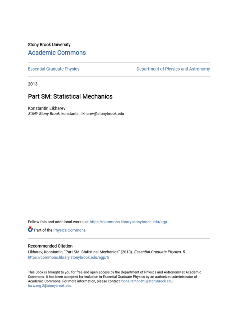 Part SM - Statistical Mechanics | PDF | Temperature | Entropy