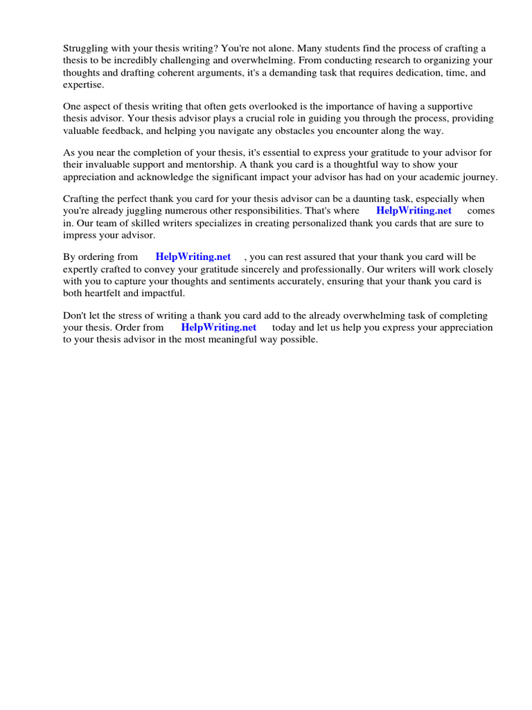 Thank You Card For Thesis Advisor | Download Free PDF | Thesis