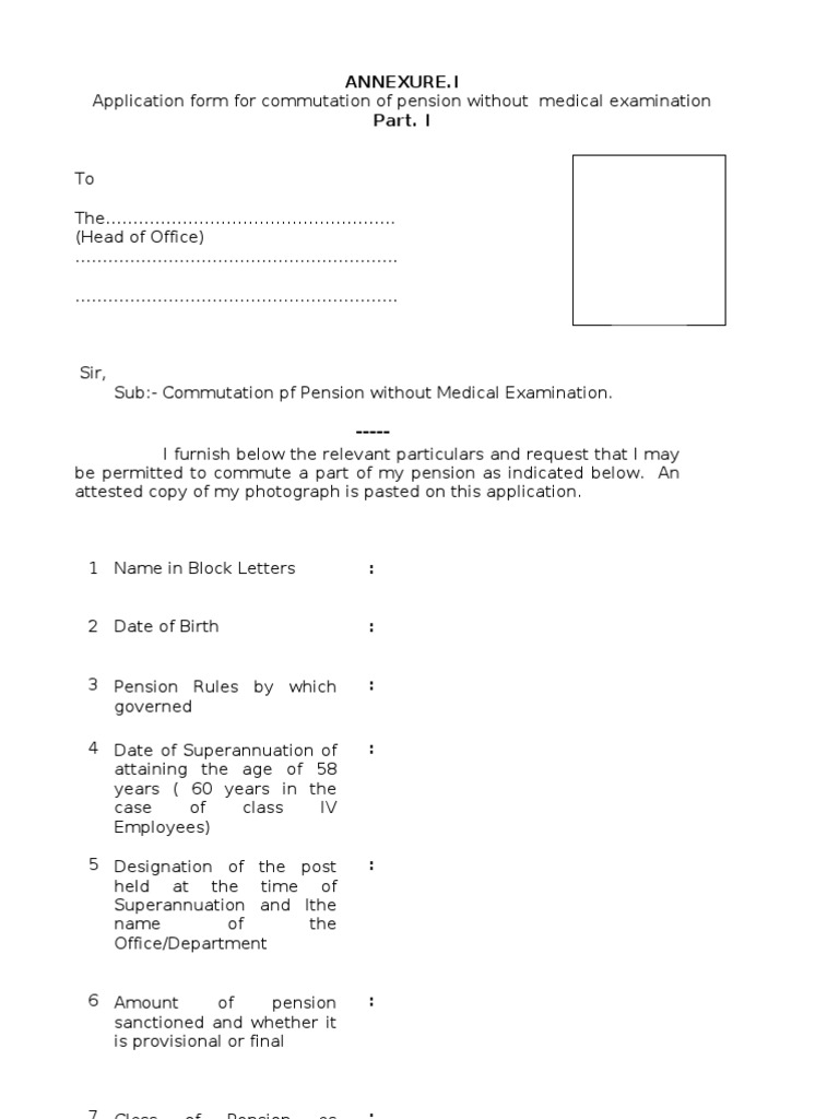 Commutation of Pension Form Without Medical | PDF | Pension | Government