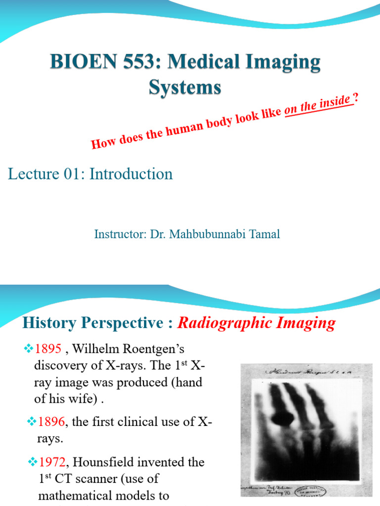 Lecture 1 BIOEN - 553 - Medical - Imaging - Systems - CH1 ...