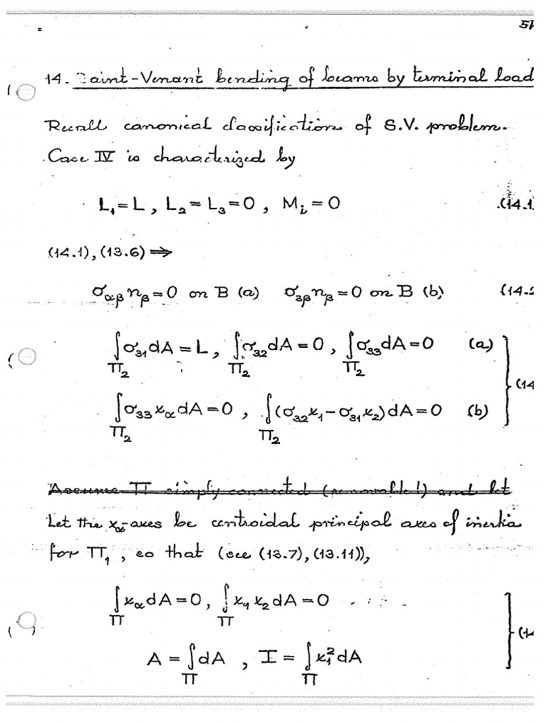 Saint-Venant Bending of Beams by Terminal Load | PDF
