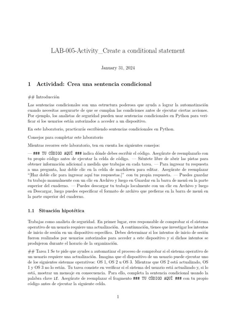 LAB-005-Activity - Create A Conditional Statement | PDF | Ciencias de la Computación | Informática