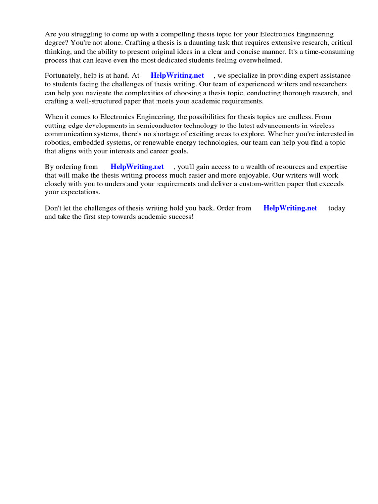 Possible Thesis Topics For Electronics Engineering | PDF | Thesis | Engineering