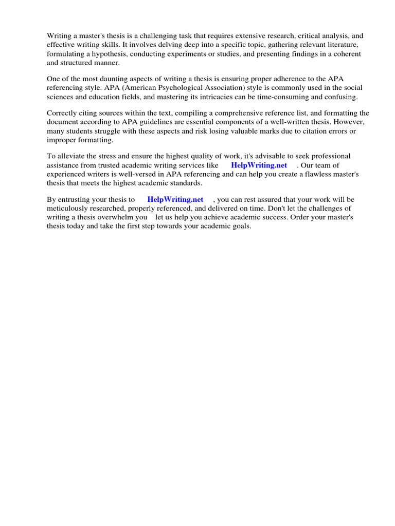 Apa Reference Masters Thesis | PDF | Apa Style | Thesis