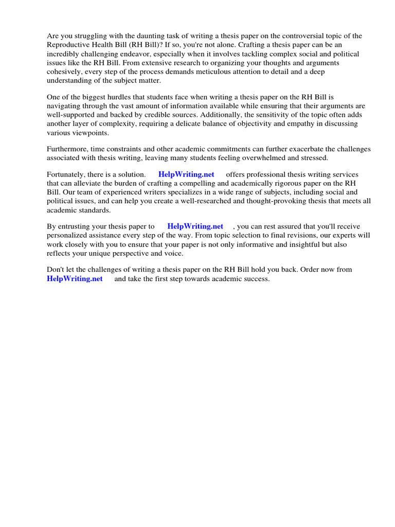 Thesis Writing on the RH Bill Guide | PDF | Abortion | Sex Education