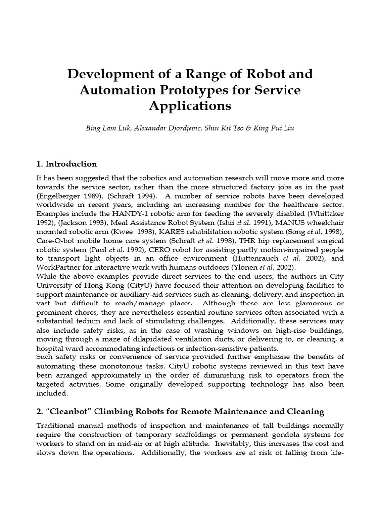 Automation Prototypes for Service Robots | PDF | Science & Mathematics ...