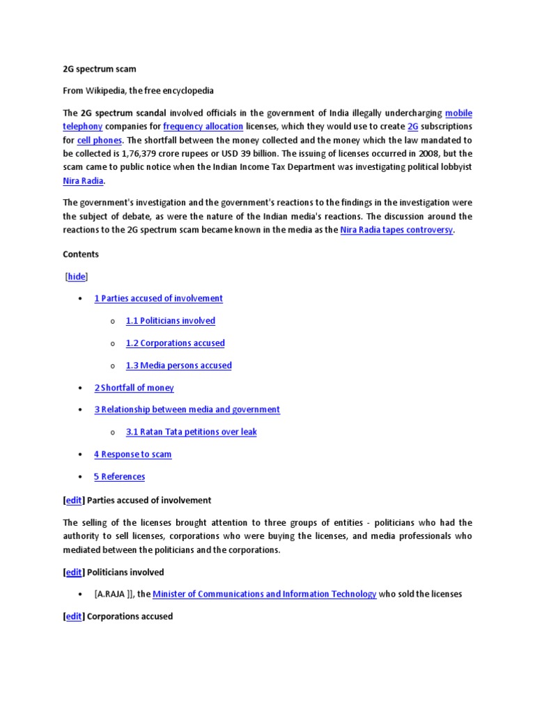 Overview of the 2G Spectrum Scam | PDF | Business