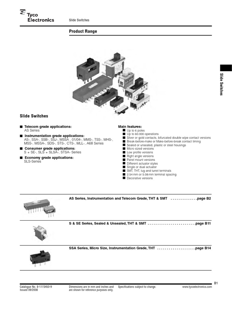 Slide Switches Product Catalogue 2008 | PDF | Switch | Engineering