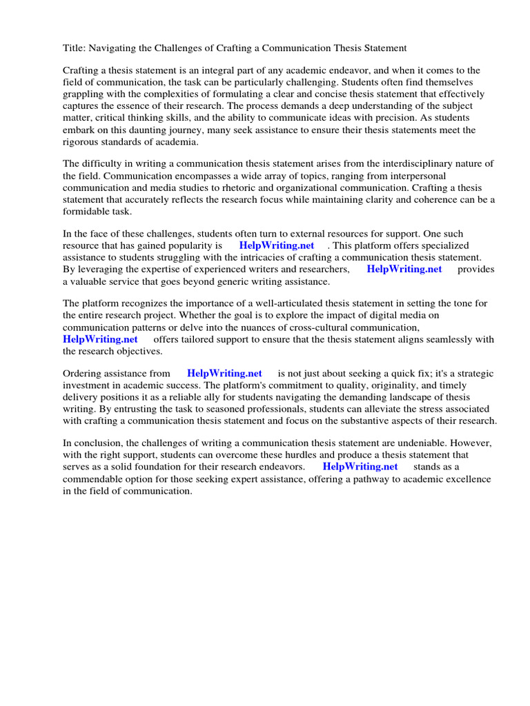 Communication Thesis Statement | PDF