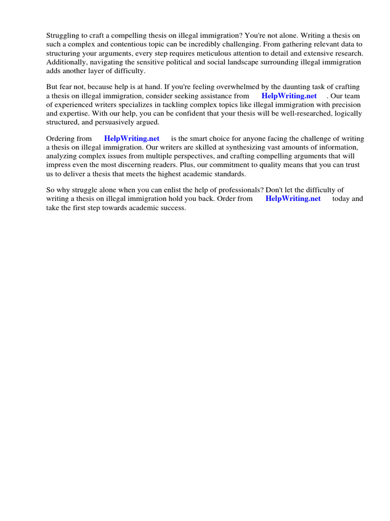 Illegal Immigration Research Paper Thesis | PDF | Immigration | Illegal ...