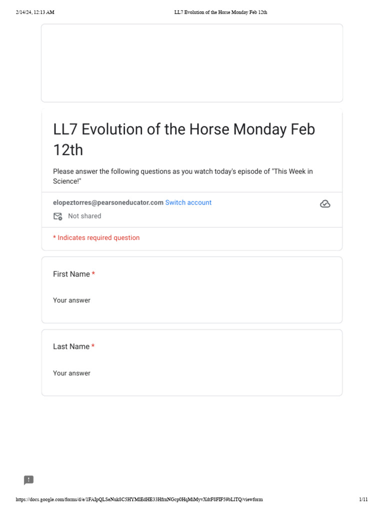 LL7 Evolution of The Horse | PDF | Horses | Evolution