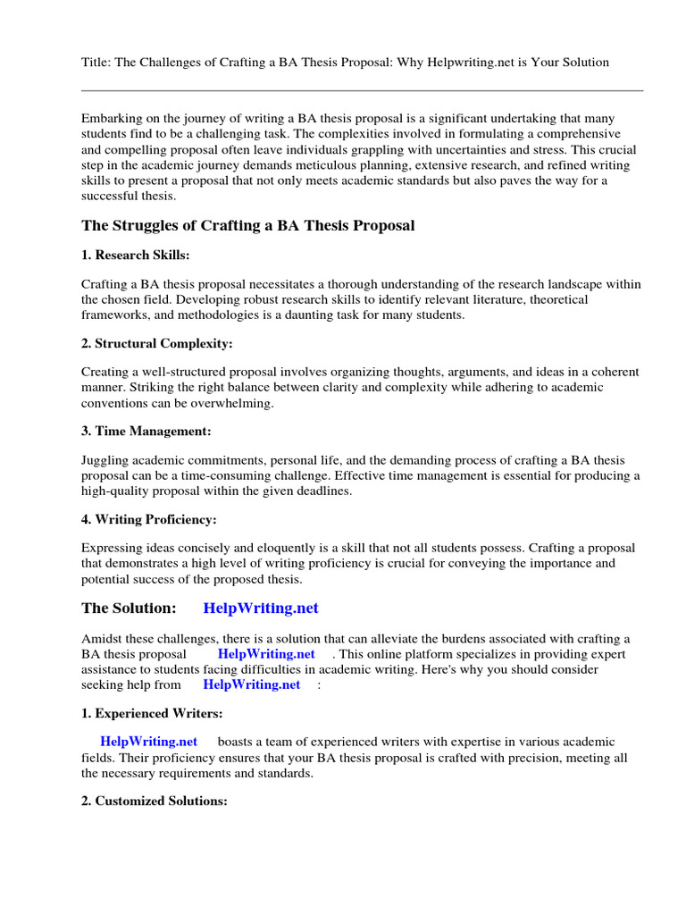 Ba Thesis Proposal Sample | Download Free PDF | Thesis | Corporate Social Responsibility