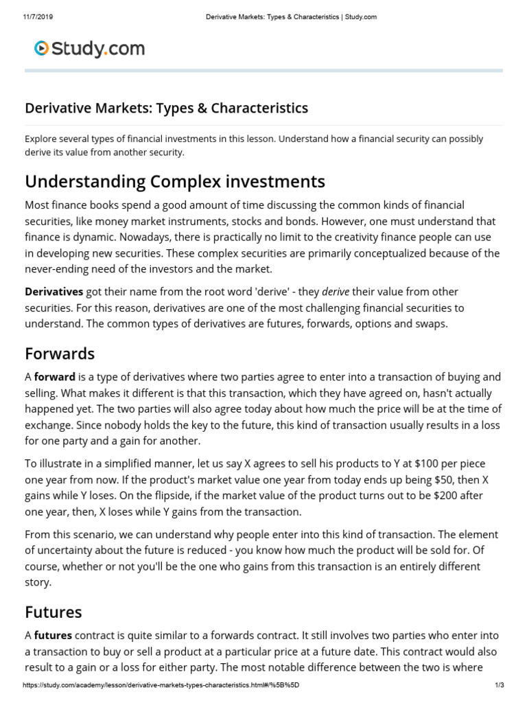 Types of Derivative Markets Explained | PDF | Derivative (Finance ...