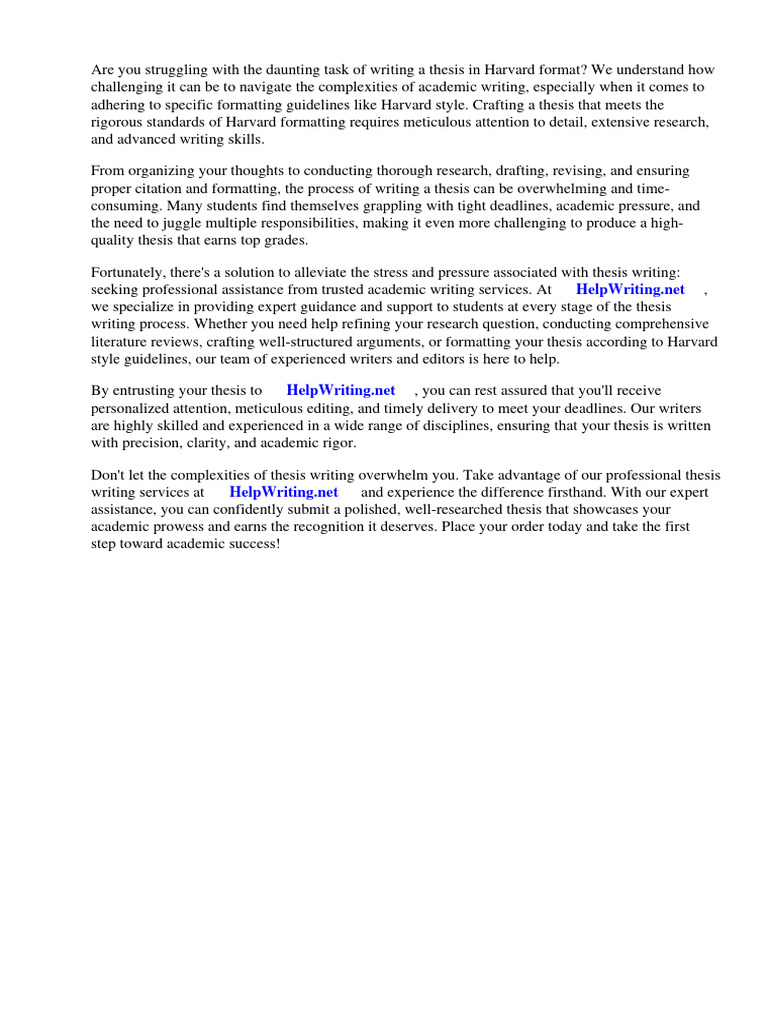 Thesis Harvard Format | Download Free PDF | Thesis | Essays