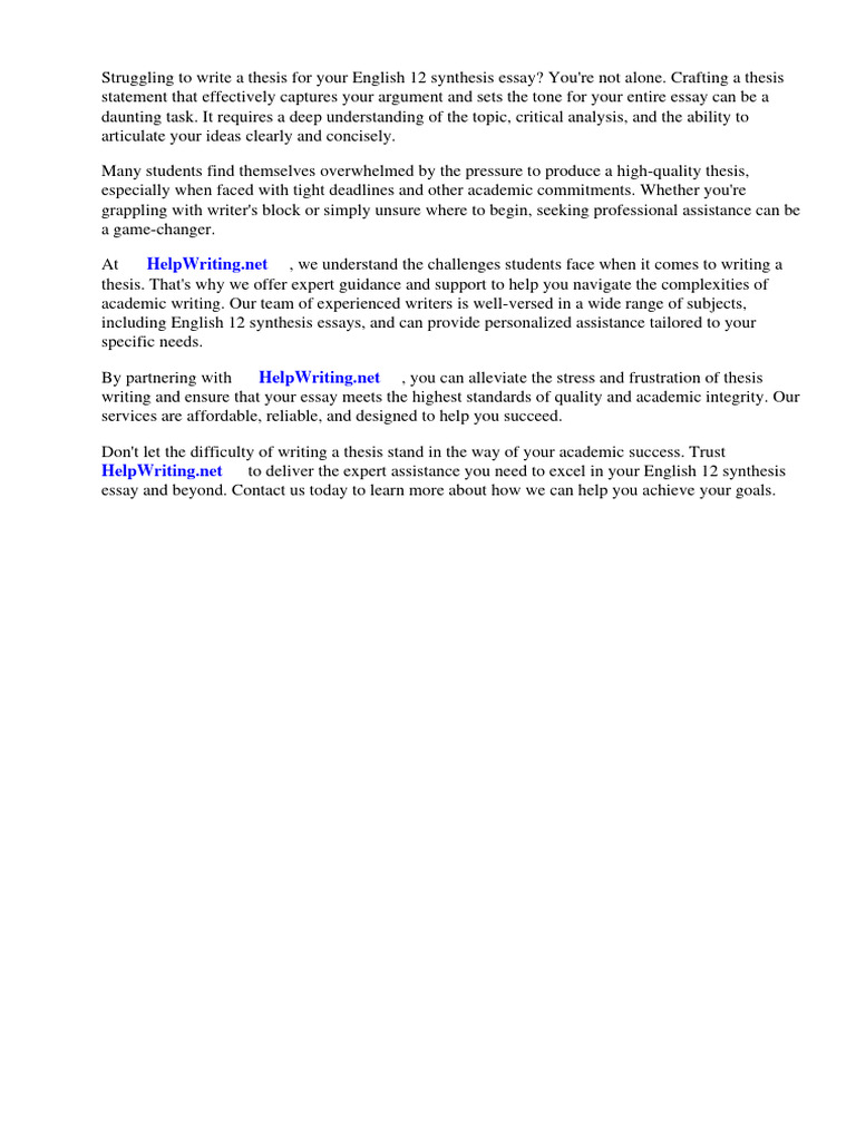 English 12 Synthesis Essay Example | PDF | Essays | Dialectic