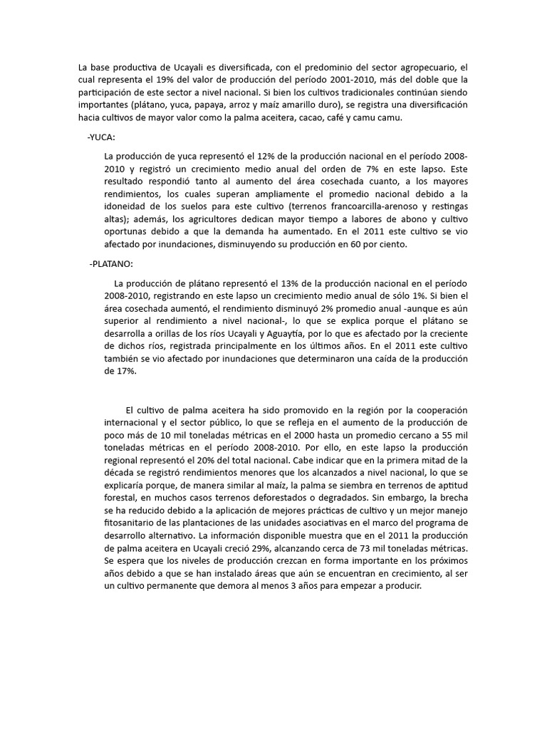 Purus y Las Lluvias | PDF | Agricultura | Industria de alimentos