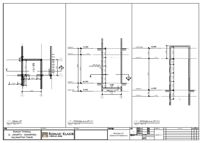 Denah dan Potongan Lift Rumah Tinggal | PDF