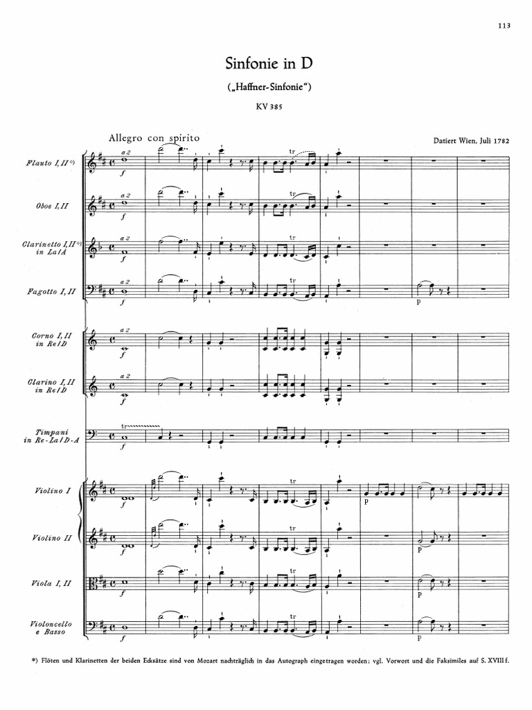 Mozart, Simfonia N. 35 (General) | PDF