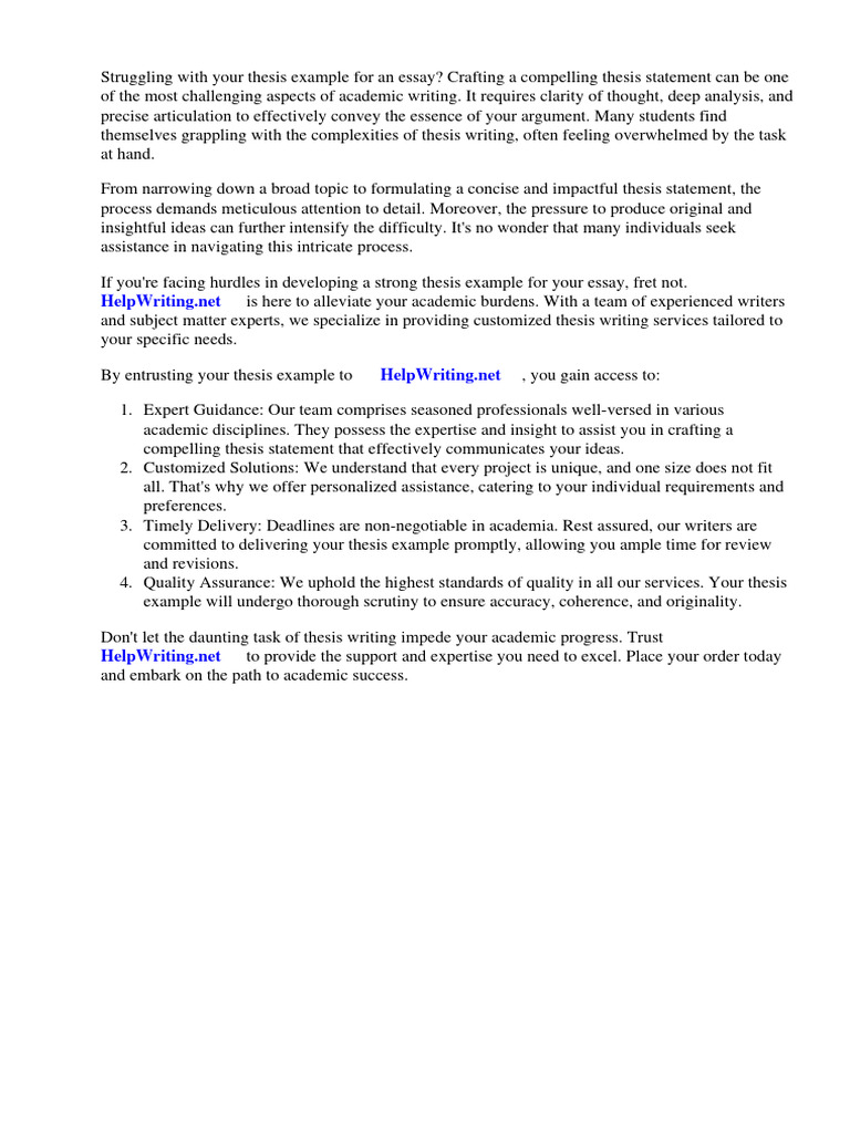 Thesis Example in An Essay | PDF