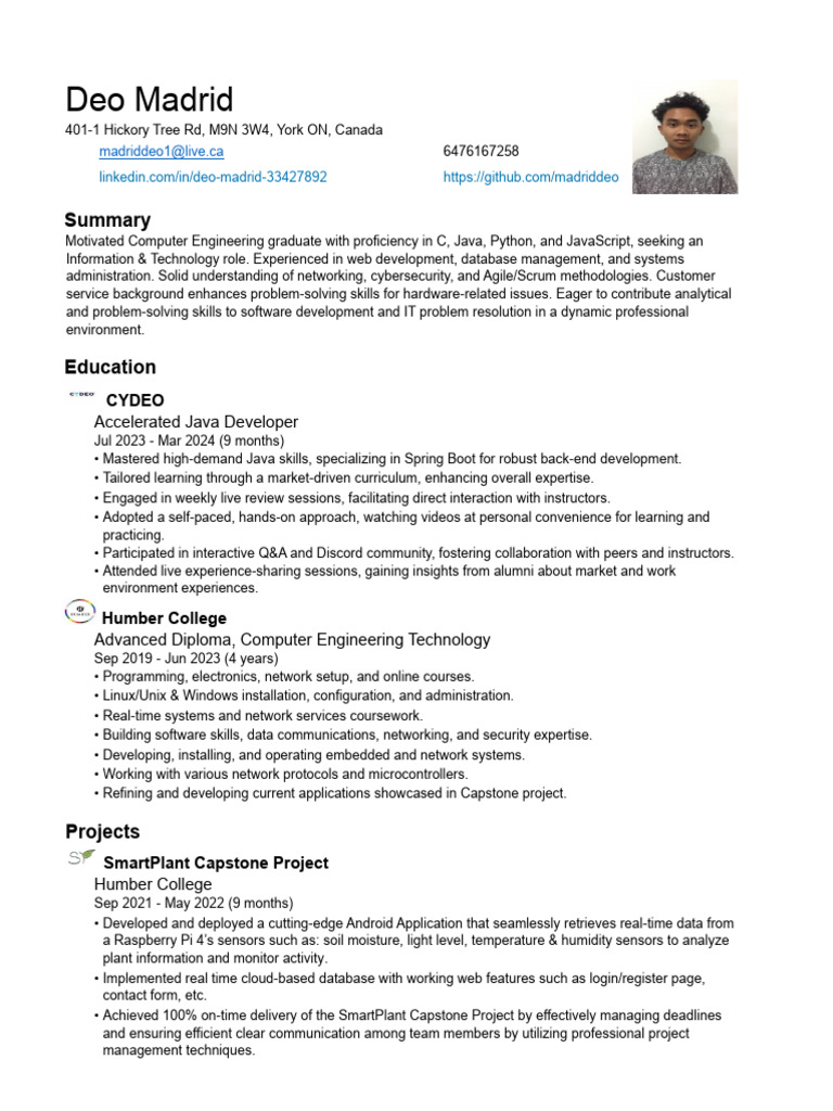 Deo Madrid LinkedIn Resume | Download Free PDF | Educational Technology | Computing