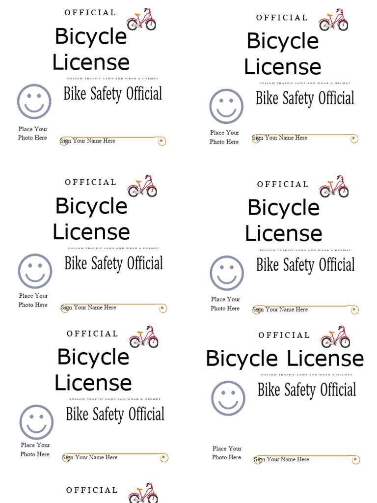 Bike Safety License | PDF | Land Transport | Aerobic Exercise