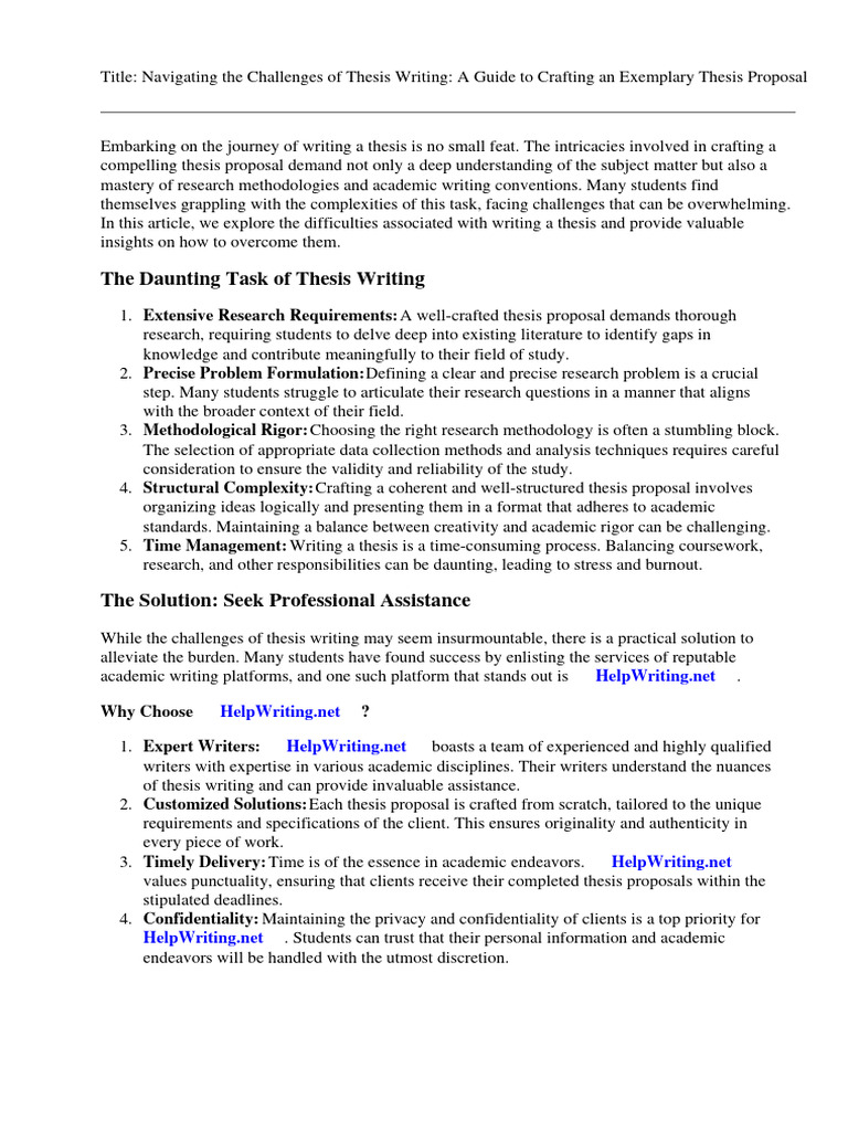 How To Write Thesis Proposal Example | PDF | Thesis | Methodology