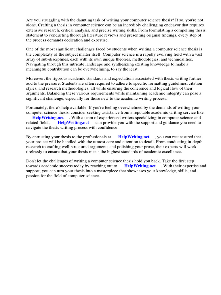 Computer Science Thesis Sample | PDF | Thesis | Computer Science