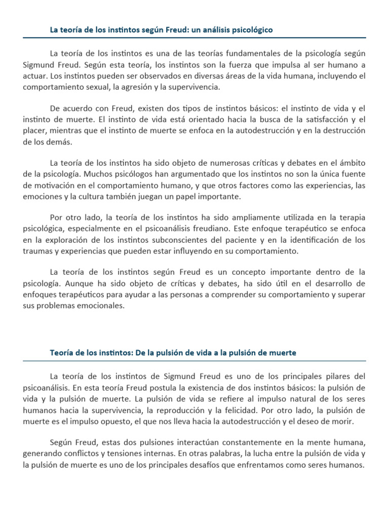 La Teoría de Los Instintos Según Freud | Descargar gratis PDF ...