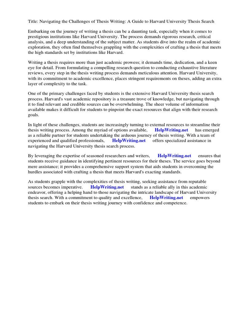 Harvard University Thesis Search | PDF