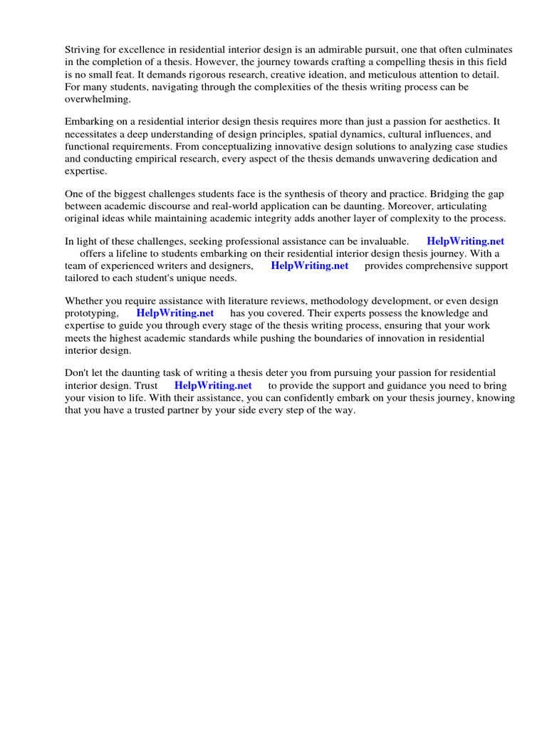 Residential Interior Design Thesis | PDF | Thesis | Publishing