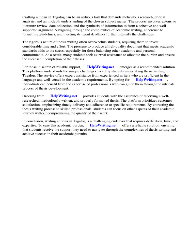 Thesis Example in Tagalog | PDF | Tagalog Language | Thesis