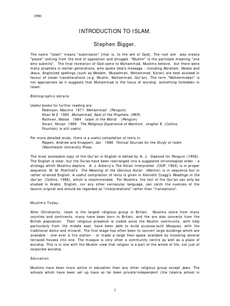 ISLAM Introduction | Download Free PDF | Prophets And Messengers In ...