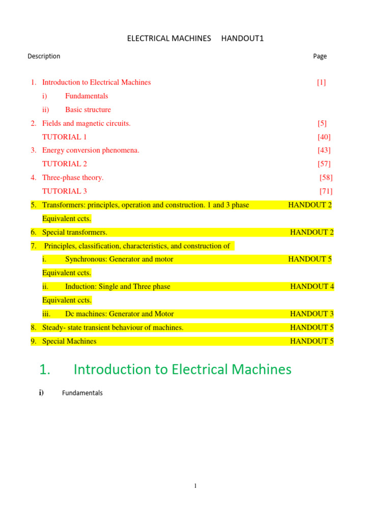 Introduction to Electrical Machines | PDF | Inductance | Magnetic Field