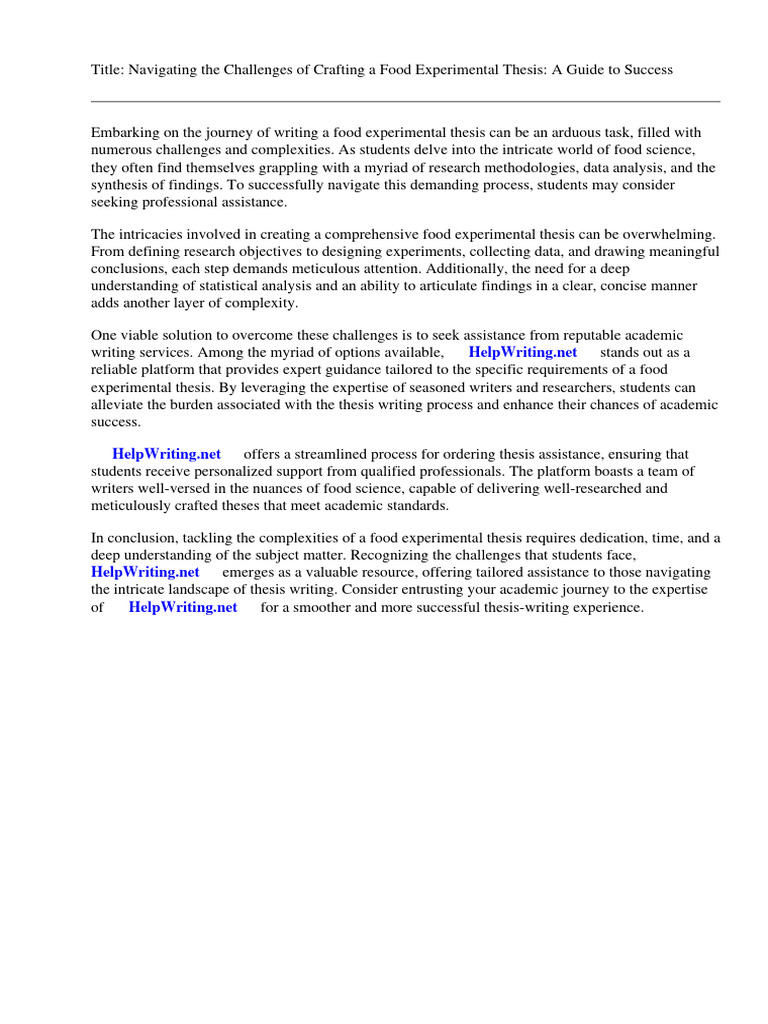 Food Experimental Thesis Writing Guide | PDF | Soybean | Genetically ...
