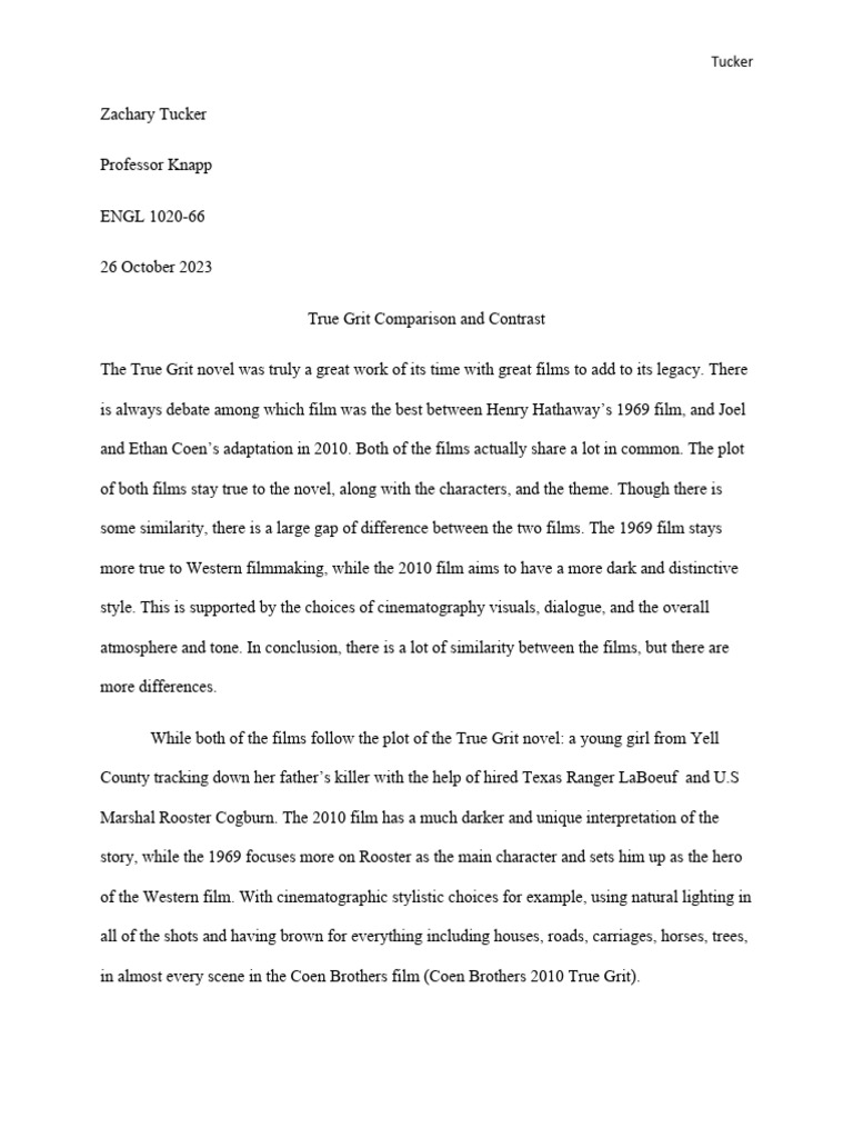 True Grit Compare Contrast | PDF